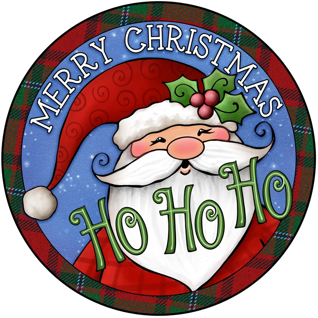 Merry Christmas Santa Ho Ho Ho Christmas Sign - Christmas Wreath Sign ...