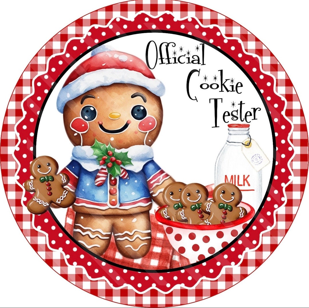 Cookie Tester Gingerbread Boy Christmas Sign, Christmas Wreath Sign ...