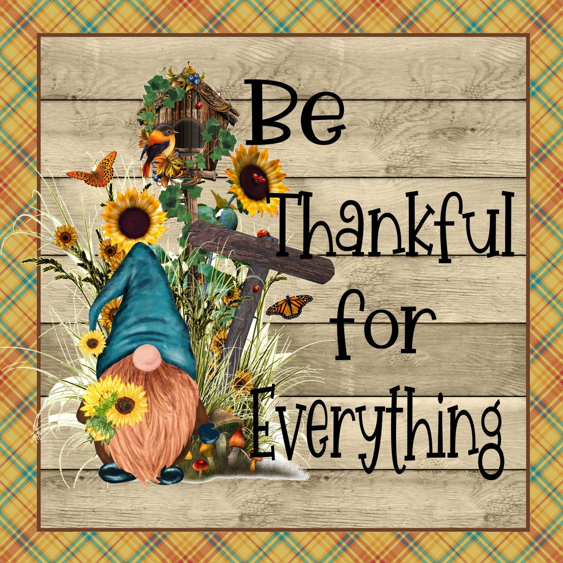Be Thankful Fall Gnome Sign Wreath Sign Tiered Tray Sign - Etsy