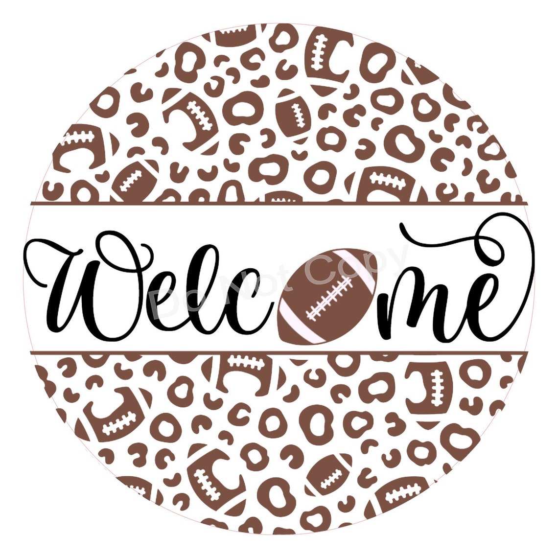 Welcome Leopard Football Sign Rustic Sport Sign for Wreaths - Etsy