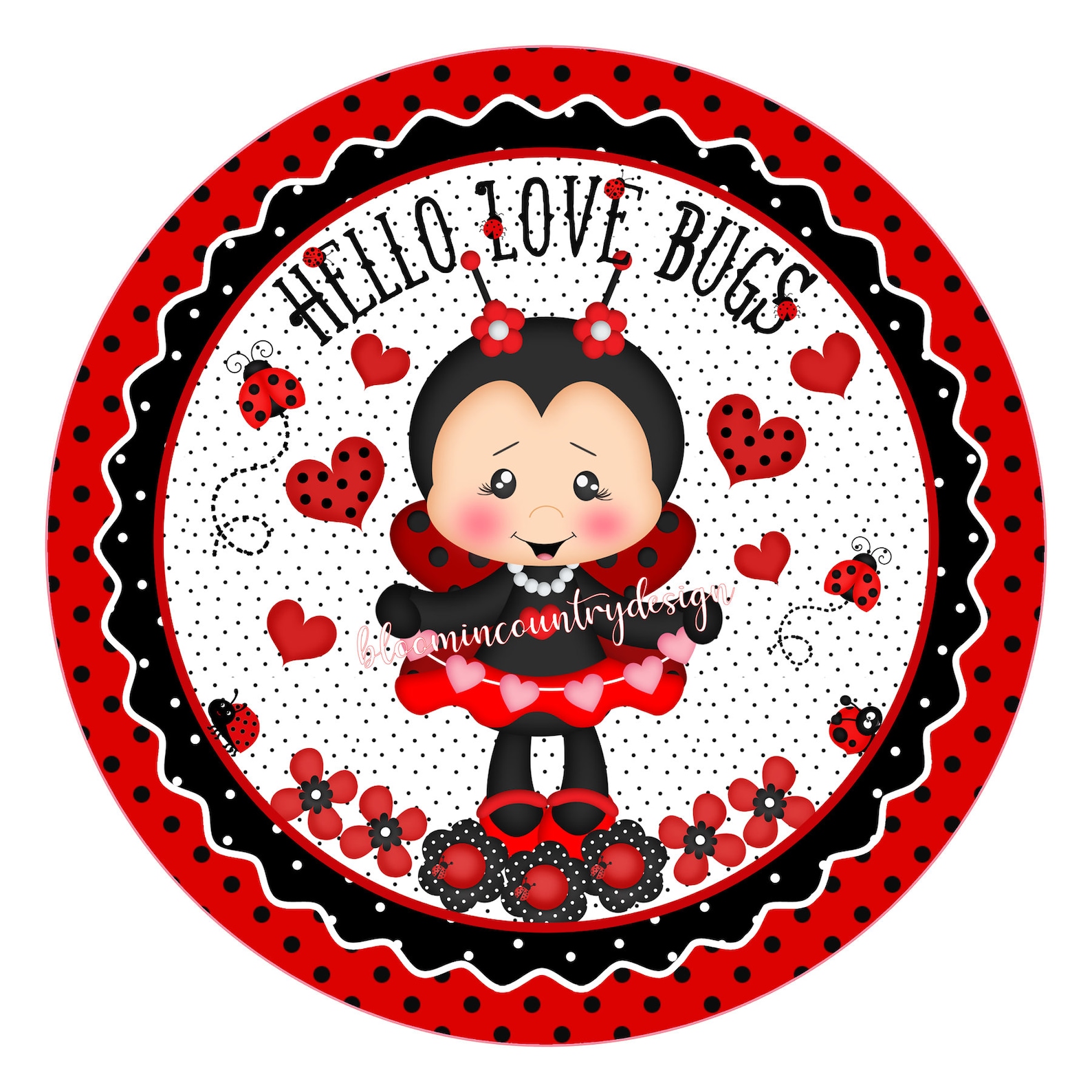 Hello Love Bugs Valentine Lady Bug Sign Door Hanger | Etsy