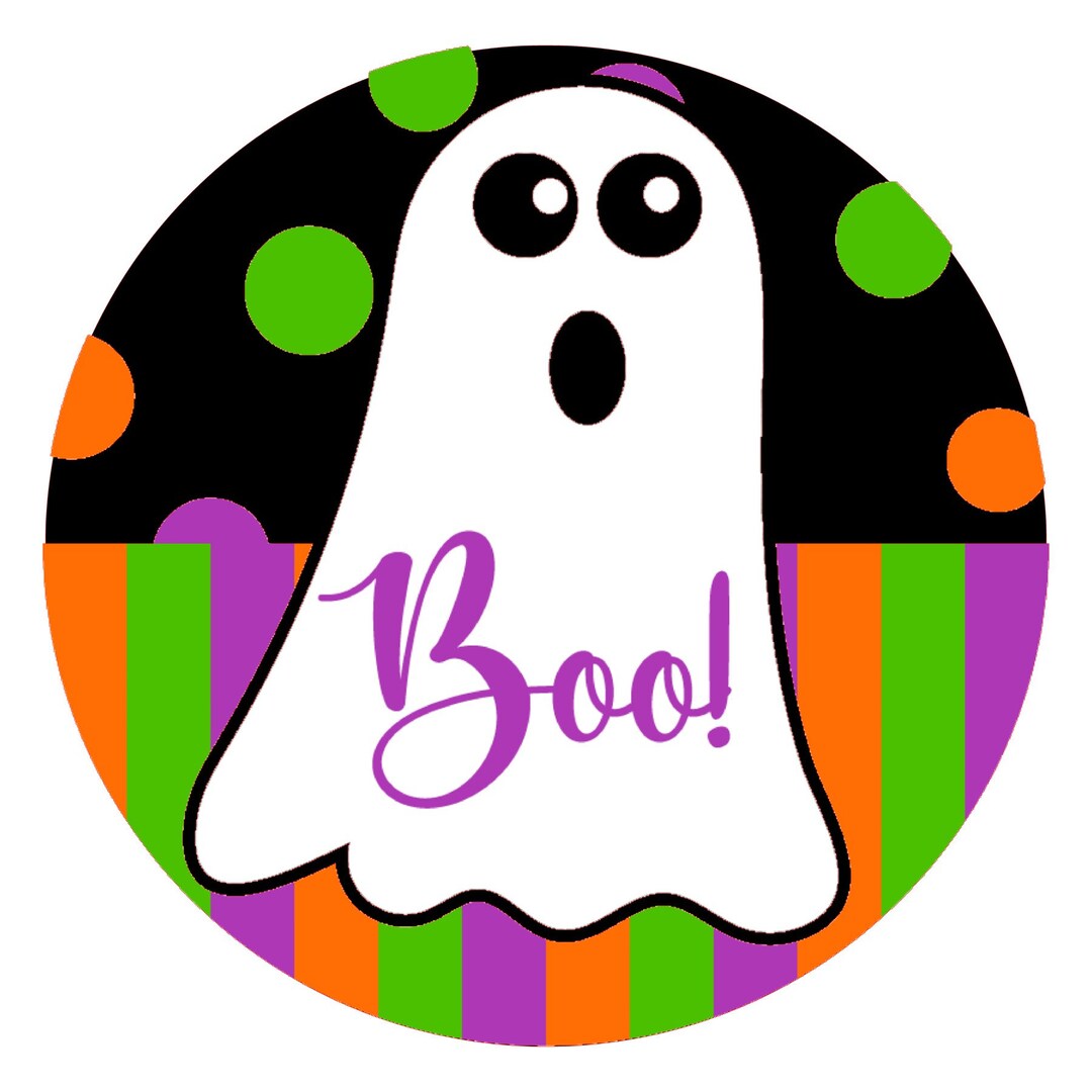 Colorful Boo Ghost Halloween Sign - Wreath Supplies - Ghost Wreath Sign ...