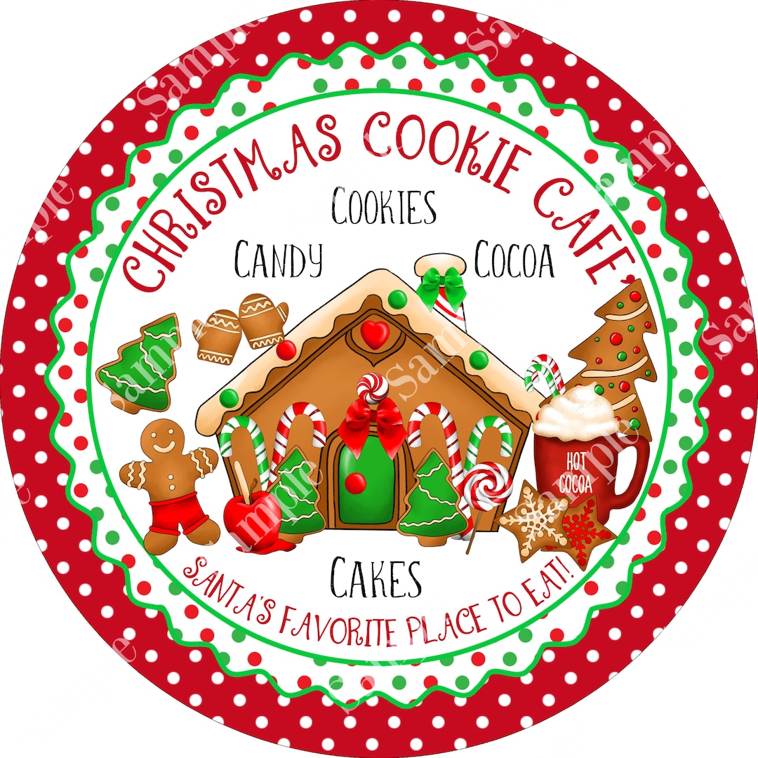 Christmas Cookie Cafe Gingerbread Christmas Sign Christmas Wreath Sign ...