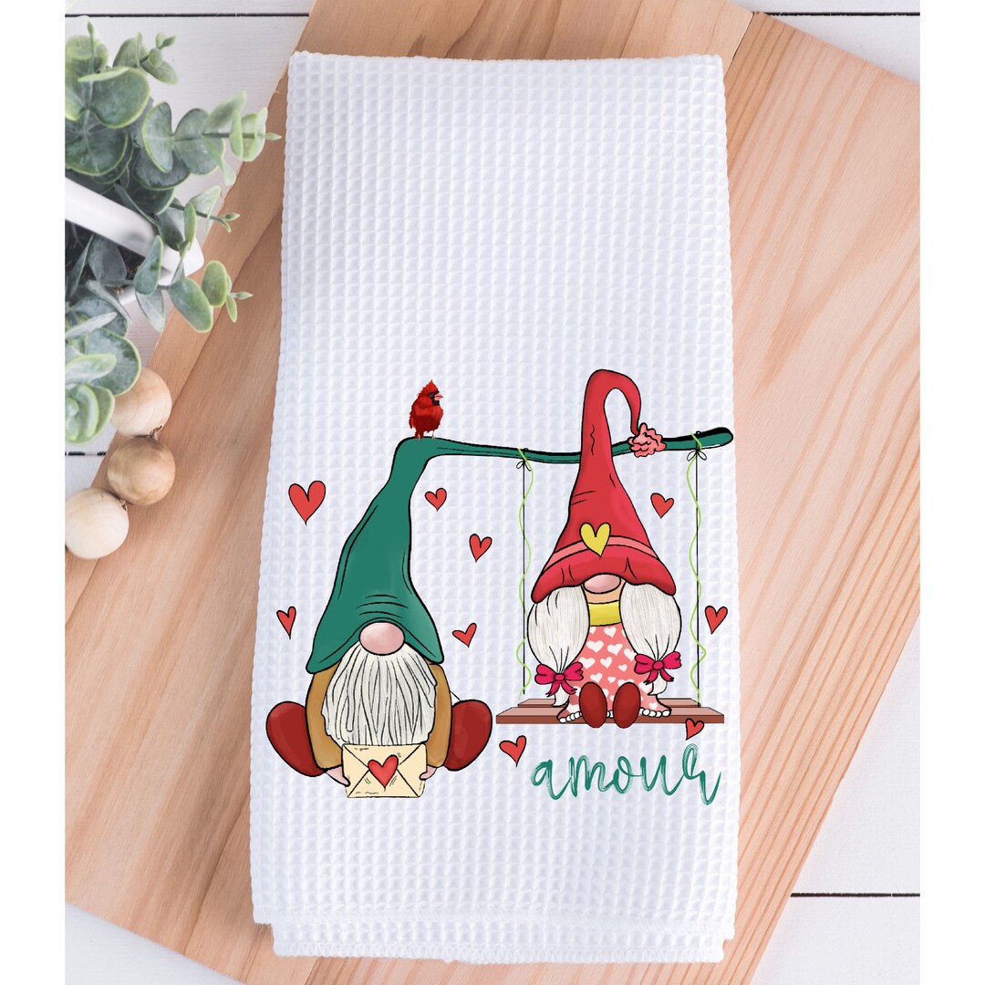 Cupid Amour Gnome Valentine Love Gnome Tea Towel 16x24", Valentine ...