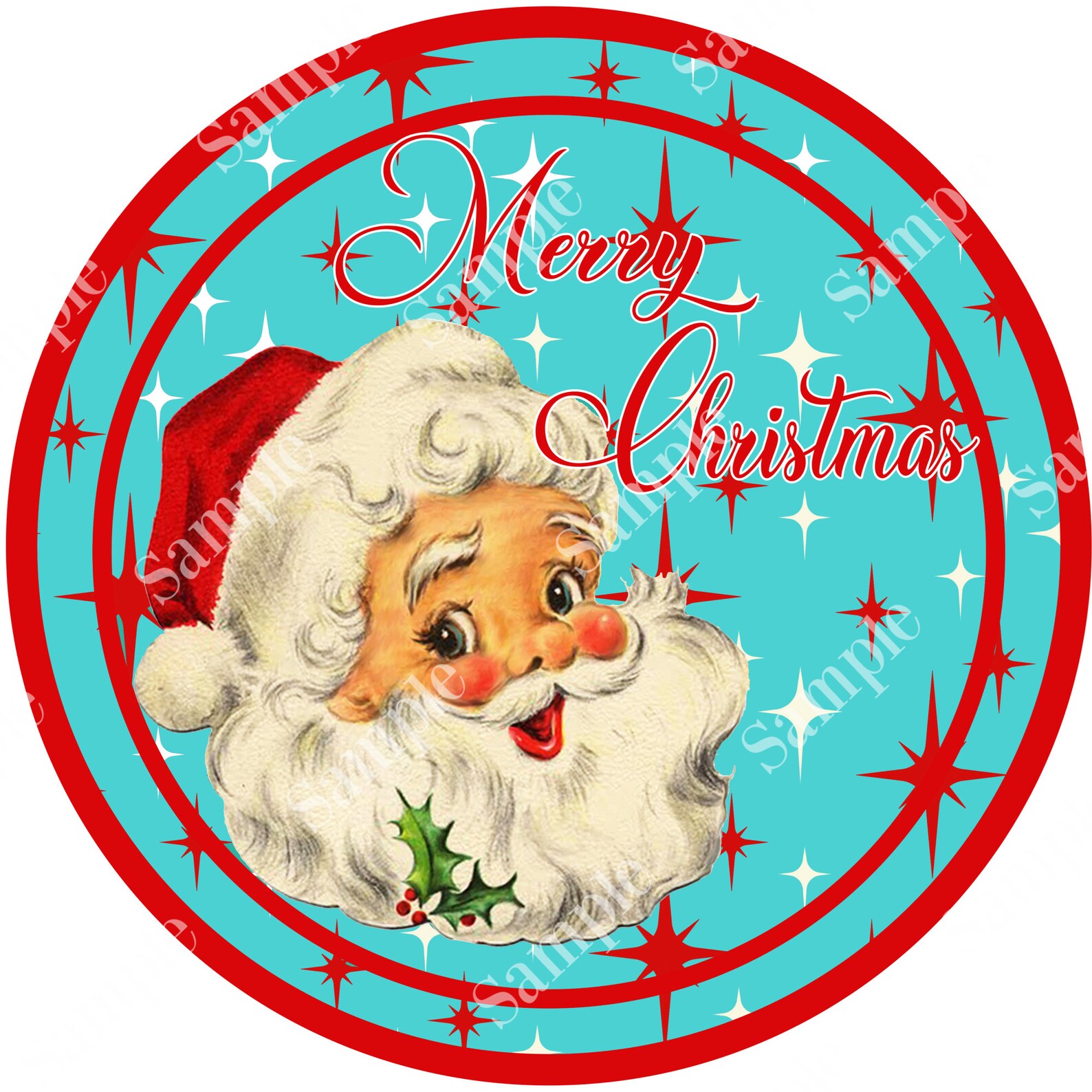 Merry Christmas Vintage Santa Sign Round Christmas Sign - Etsy