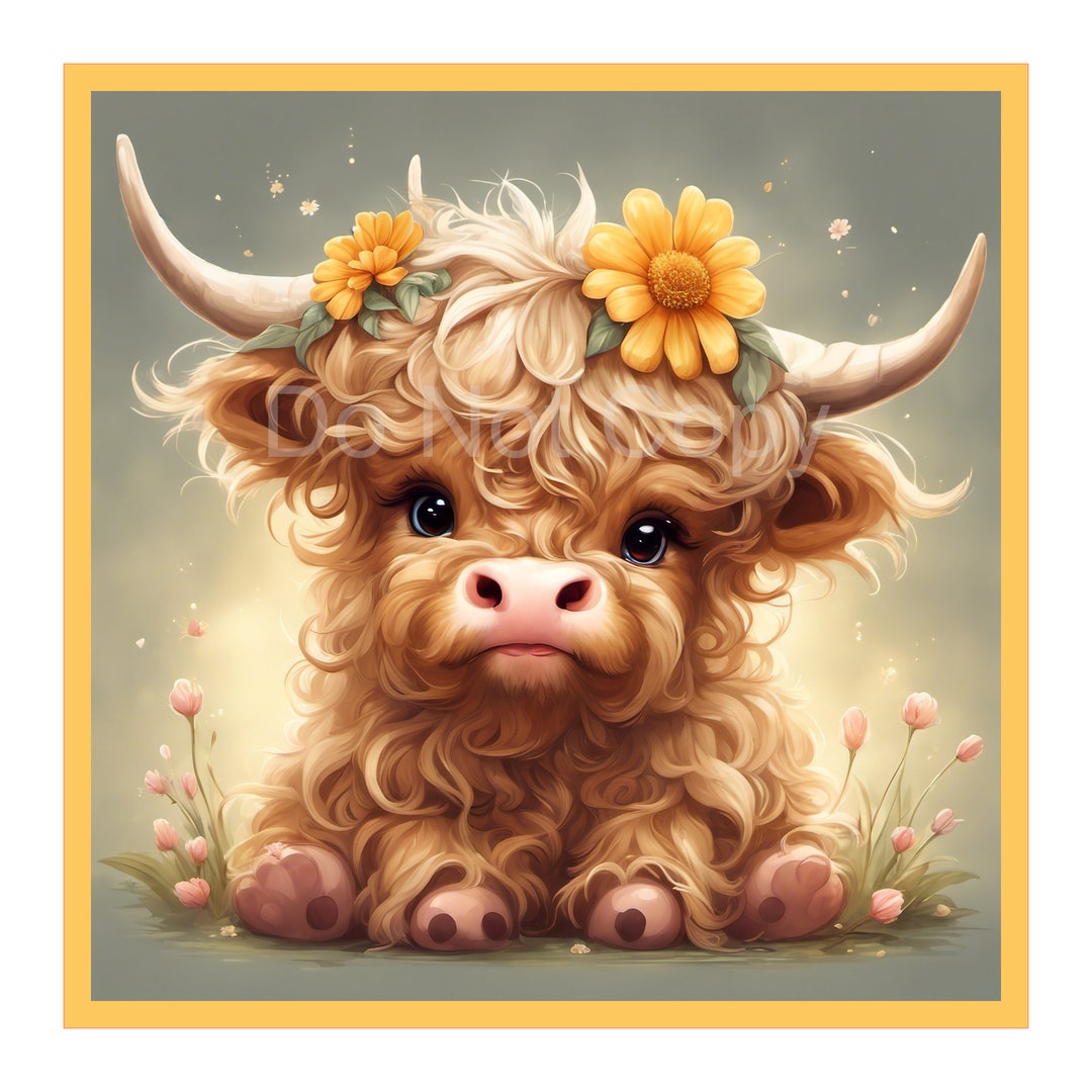 Baby Highland Cow Spring Sign | Door Hanger | Valentine Home Decor ...