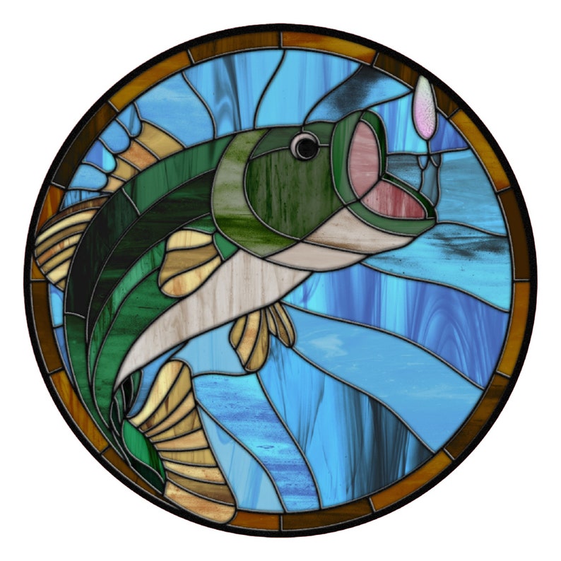 Faux Stained Glass Sign Bass Fish Wreath Sign Door Decor - Etsy