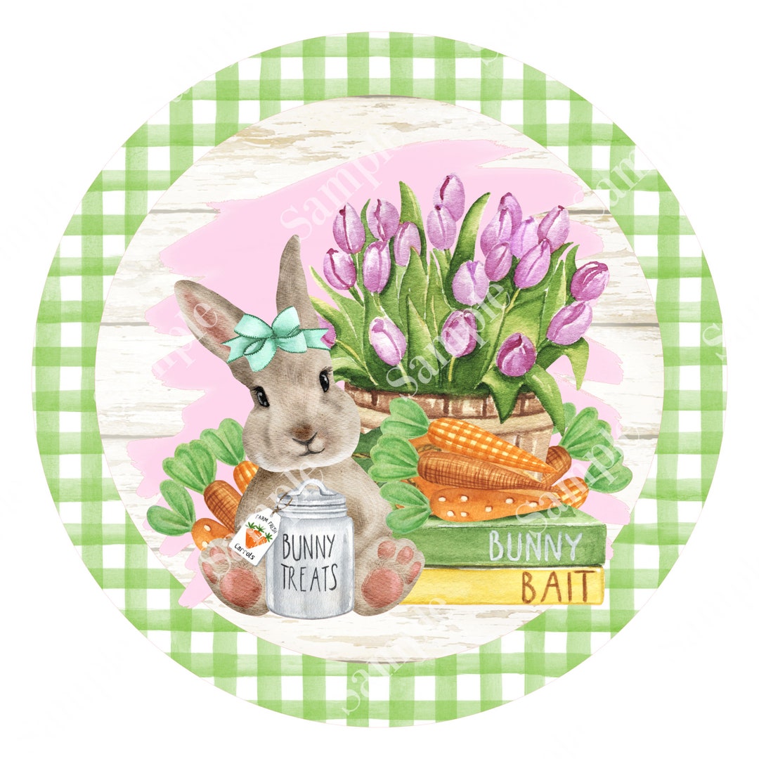 Easter Bunny Spring Sign Bunny Bait Sign - Round Rustic Easter Sign for ...