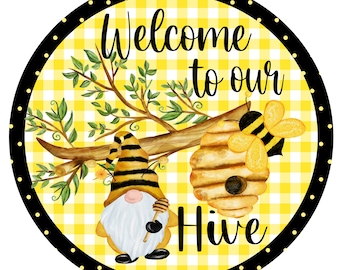 Bumble Bee Welcome Sign Round Spring Summer Sign for Wreaths - Etsy