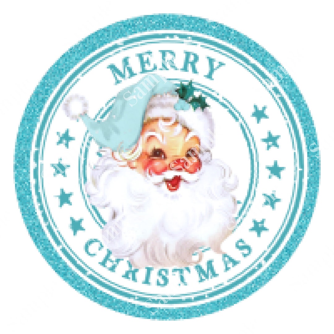 Vintage Blue Santa Christmas Sign - Christmas Wreath Sign - Door Hanger ...