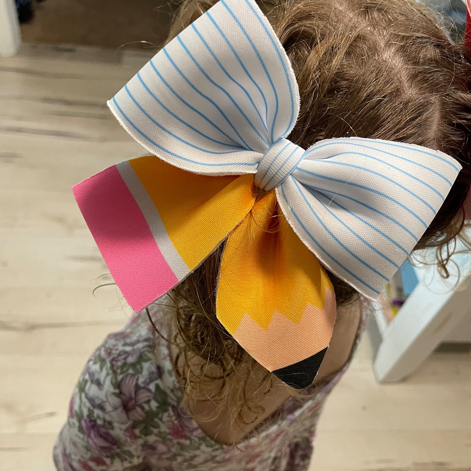 Pencil and Paper Bow Clip Lined Paper Puff Bow Back to School Supplies ...