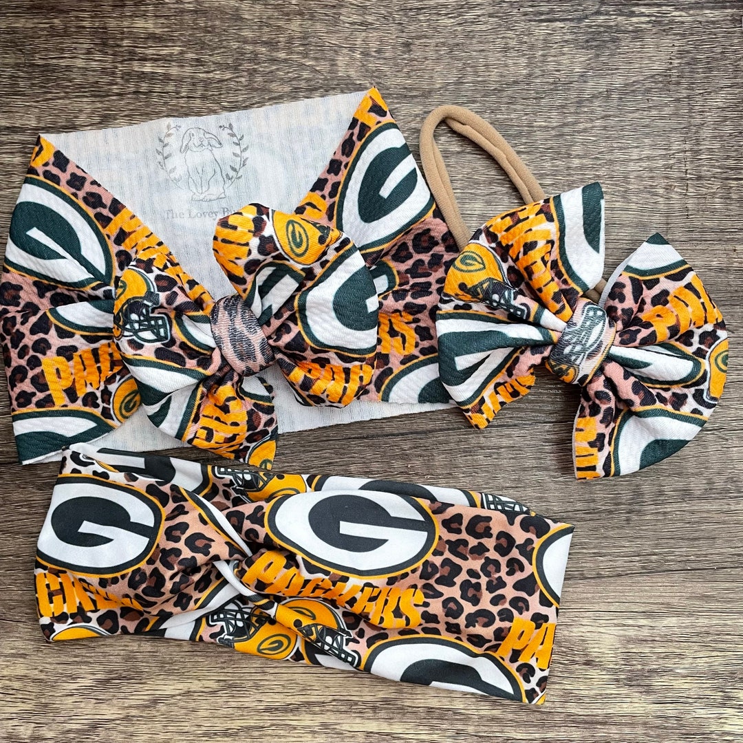 Packers Bow Headband Adult Baby Girl Headwraps Clip Hairband Toddler ...