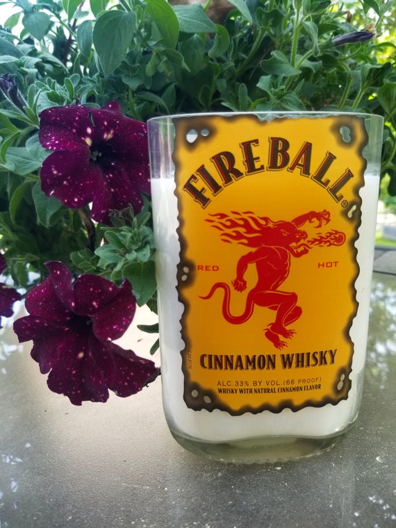 Fireball Whiskey Bottle Recycled Into a White Soy Candle - Etsy