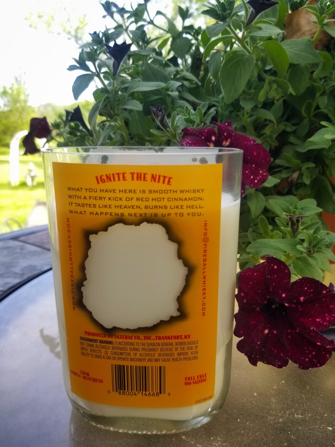 Fireball Whiskey Bottle Recycled Into a White Soy Candle - Etsy