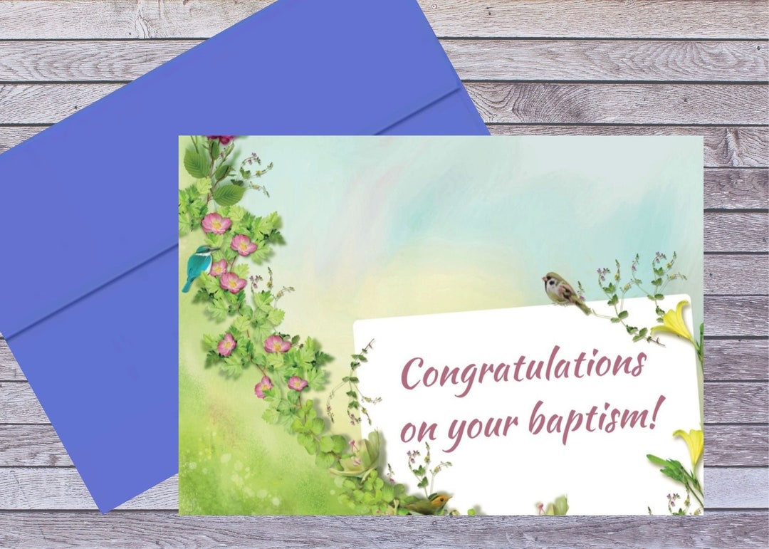 Congratulations, Flowers Baptism Card - Etsy