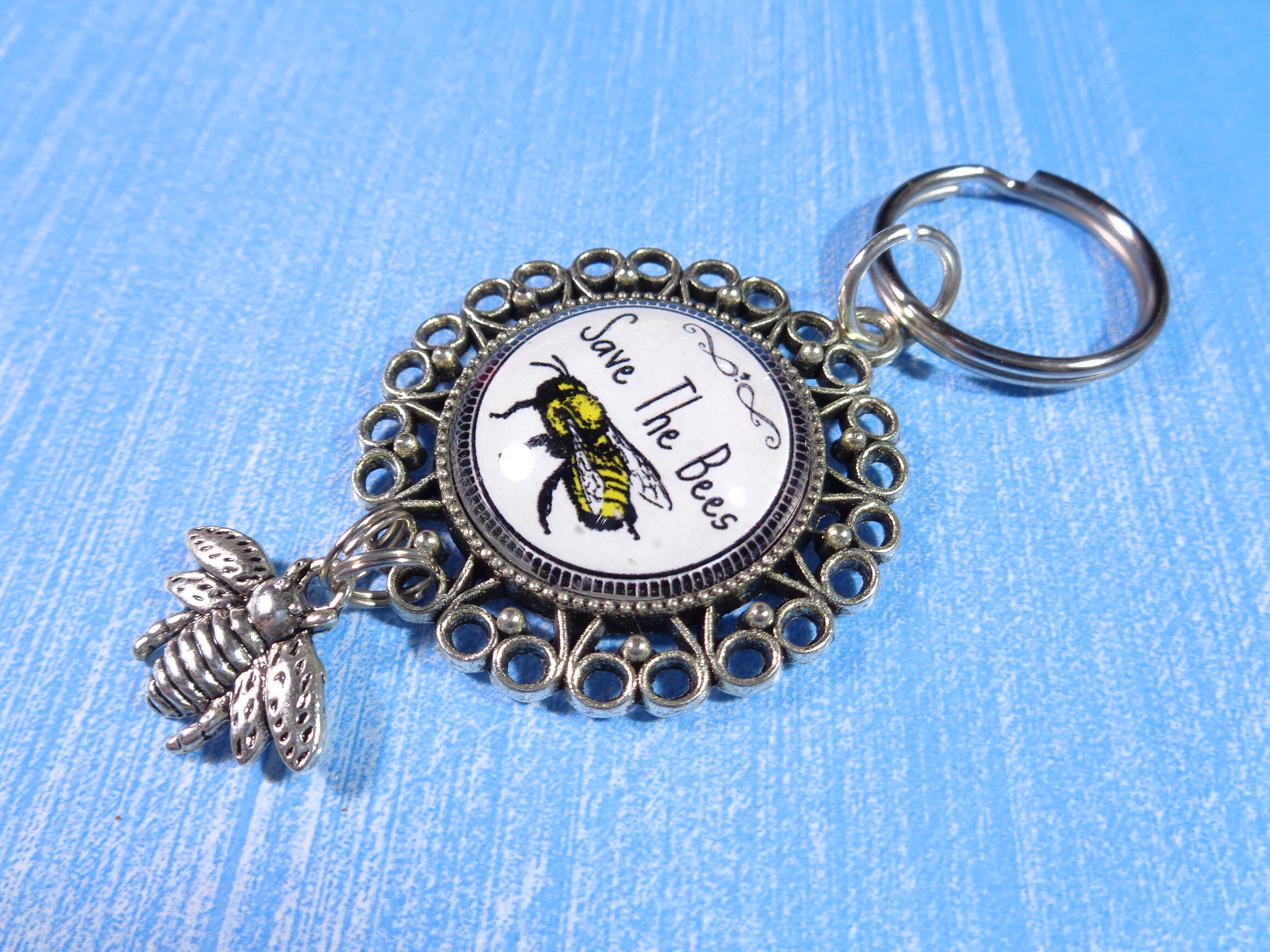 Save the Bees Keychain Stainless Steel With Domed Top for a 3D - Etsy UK