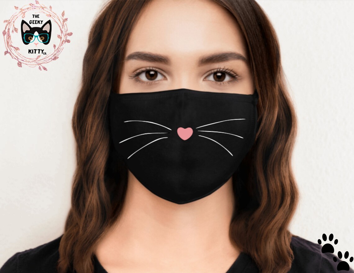 100% Cotton Mask The Geeky Kitty Adult Mask Made in the USA | Etsy