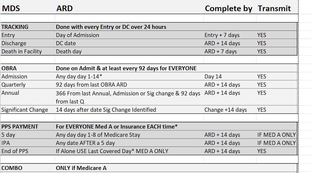 Skilled Nursing MDS Tool - Spreadsheet Tool With the Most Valuable ...