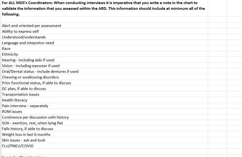Skilled Nursing MDS Tool - Spreadsheet Tool With the Most Valuable ...