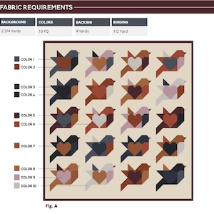 Love Birds Quilt Pattern - Instant Download PDF / Heart Quilt Pattern ...