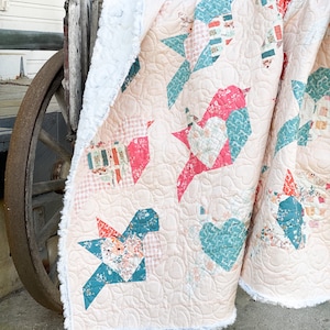 Love Birds Quilt Pattern - Instant Download PDF / Heart Quilt Pattern ...