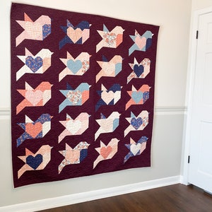 Love Birds Quilt Pattern - Instant Download PDF / Heart Quilt Pattern ...