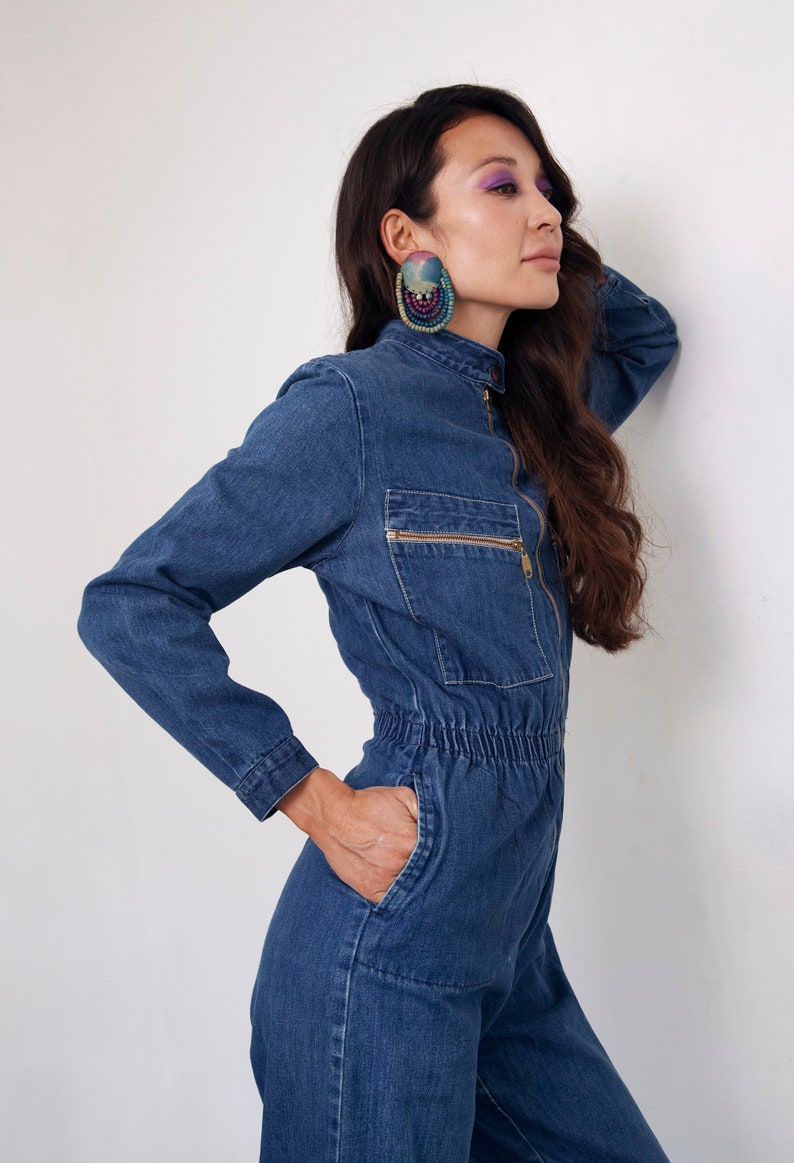 Vintage 70s Jumpsuit Overalls Coveralls Denim Romper Boiler Suit Long ...