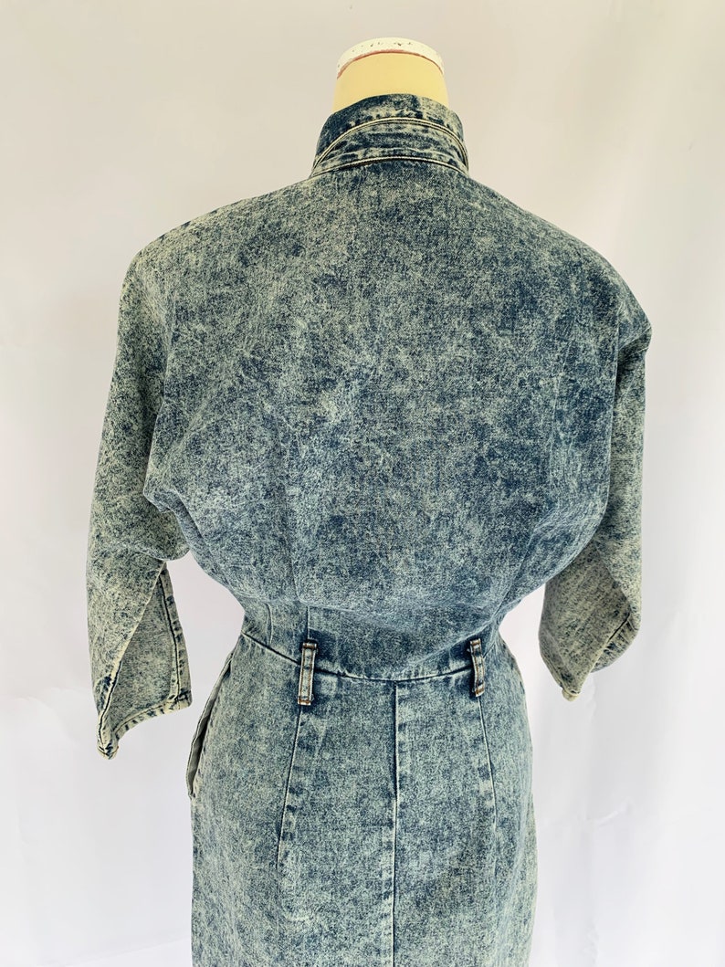 Vintage 80s Acid Wash Dress Jean Denim Long Sleeve Vtg Dress - Etsy