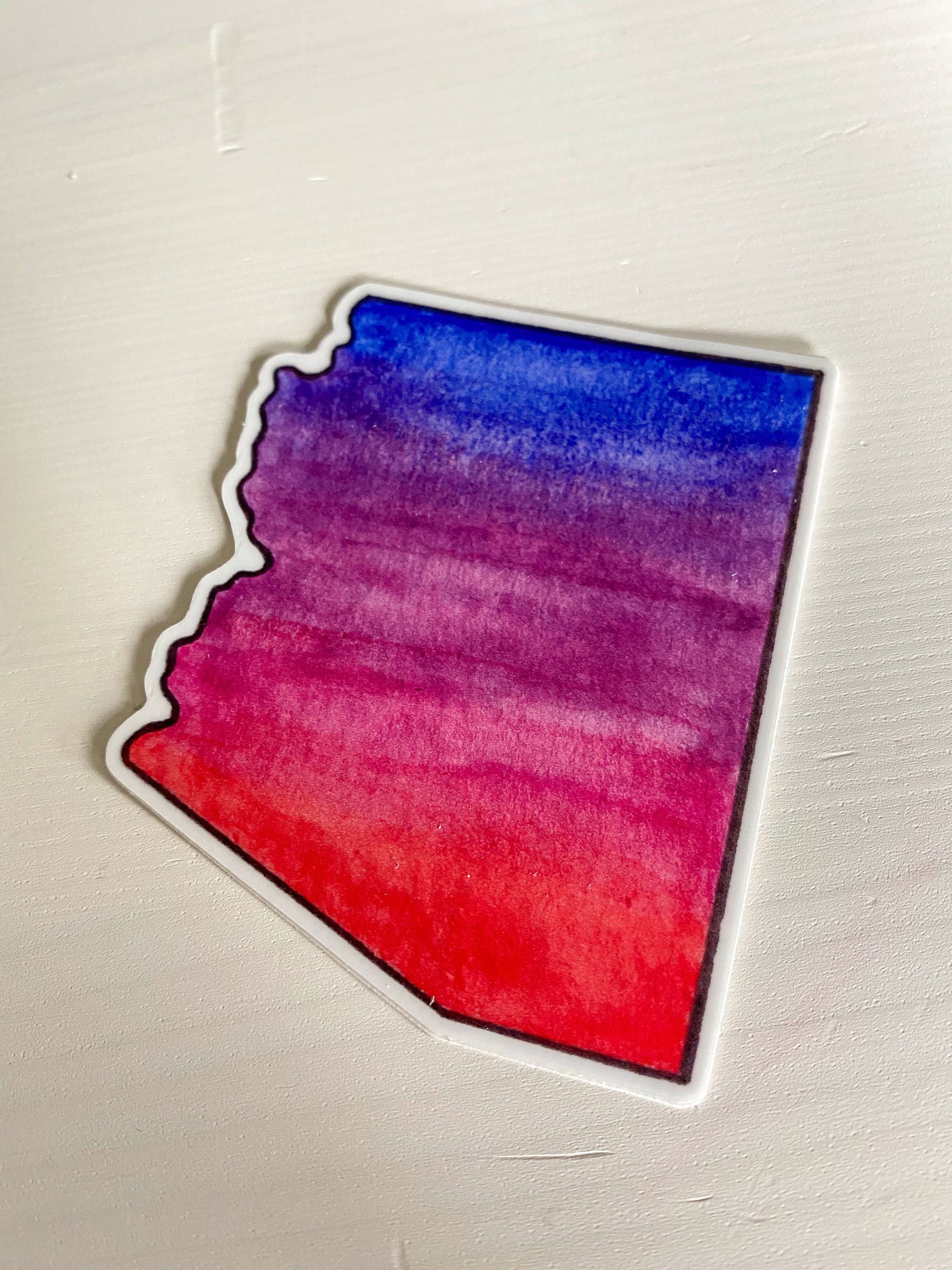 Arizona State Outline Sticker, Water Bottle Sticker, Purple State ...