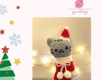 Crochet Christmas Kitty Stocking Pattern Amigurmi Cat Sock - Etsy