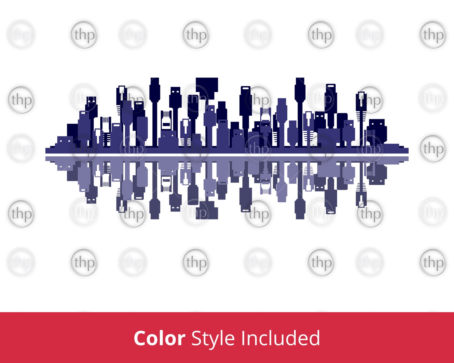 Skyline de la ville SVG - villes connectées Svg, câbles Svg, cordon USB ...