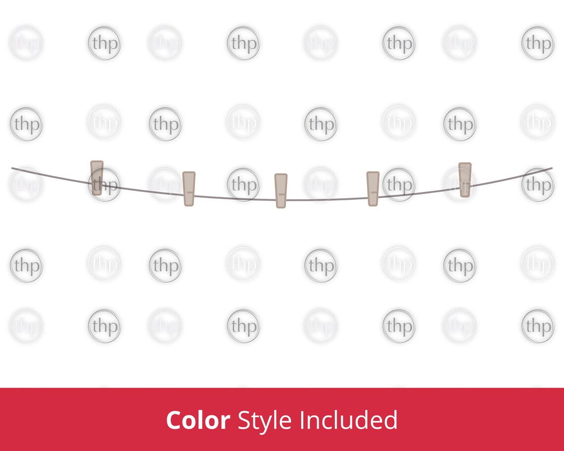 Clothesline With Clothespins SVG: Wooden Laundry Pegs Cut Files EPS PNG ...