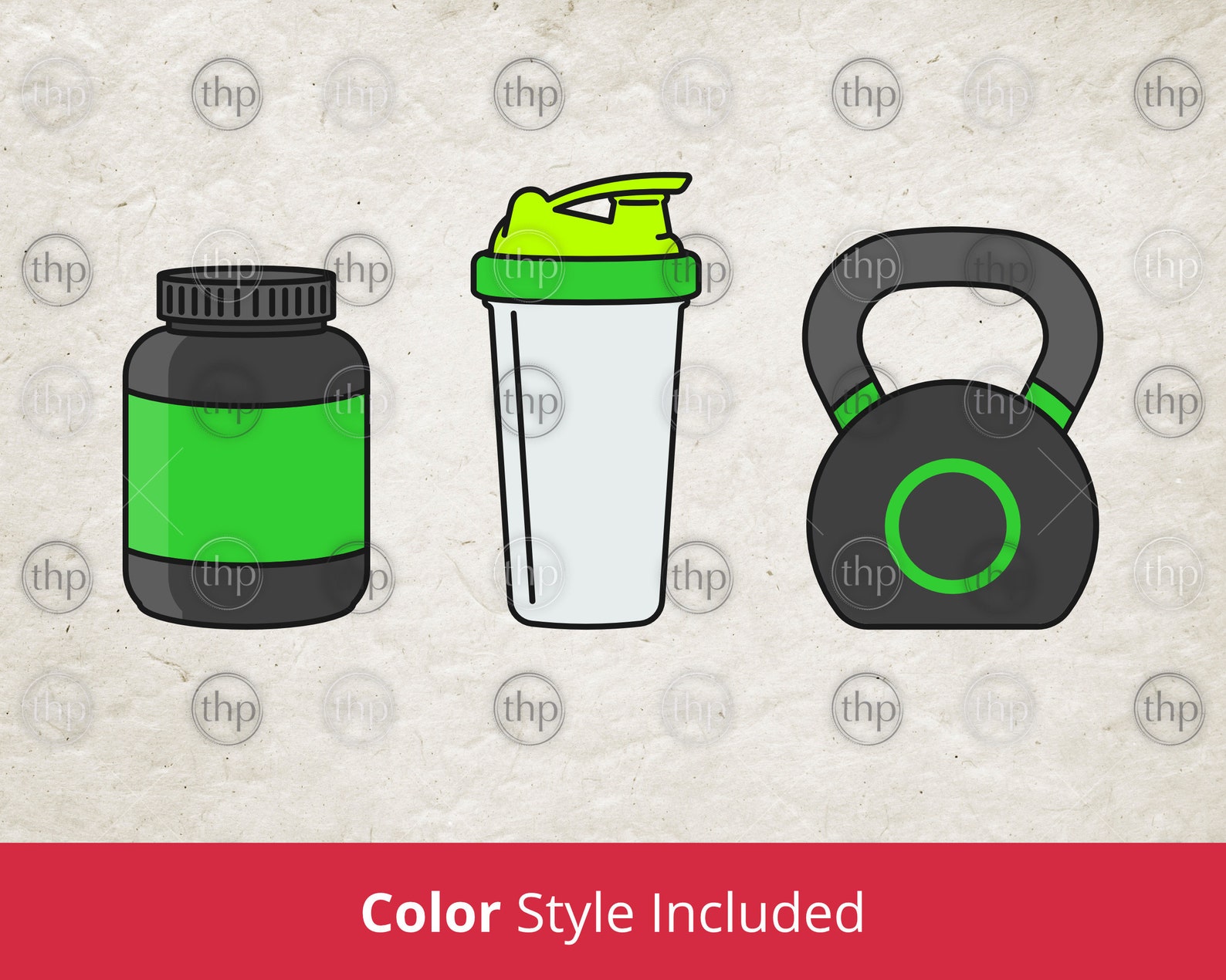 Gym Workout SVG PNG JPG - Protein Powder, Shaker Bottle, Kettlebell ...