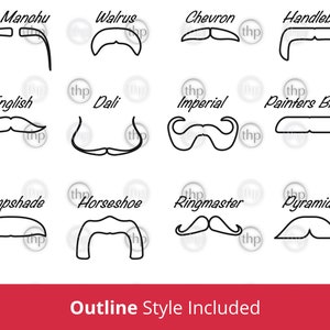 Mustaches Set SVG EPS PNG Handlebar, Ringmaster, Chevron, Walrus ...