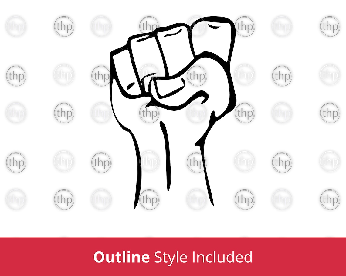 Raised Fist SVG Fist Svg Black Fist Outline Svg Strong | Etsy