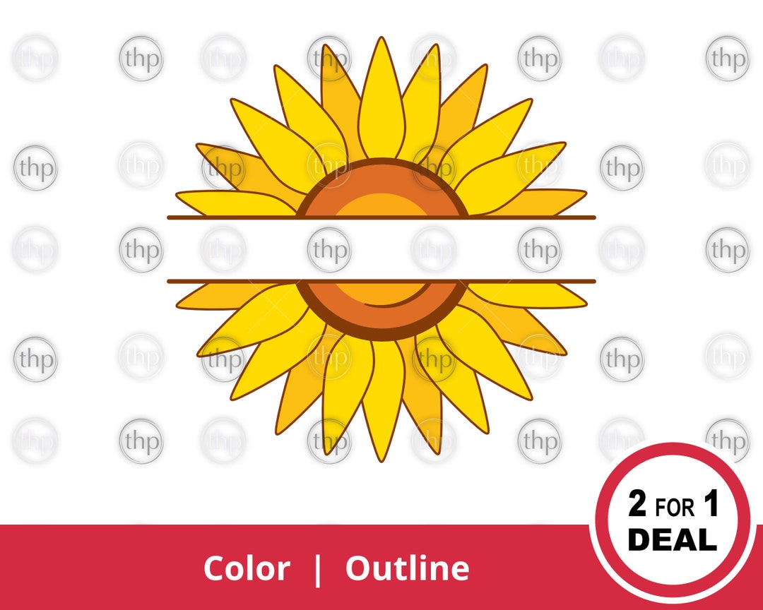 Sunflower Monogram SVG EPS PNG Yellow Flower Outline - Etsy