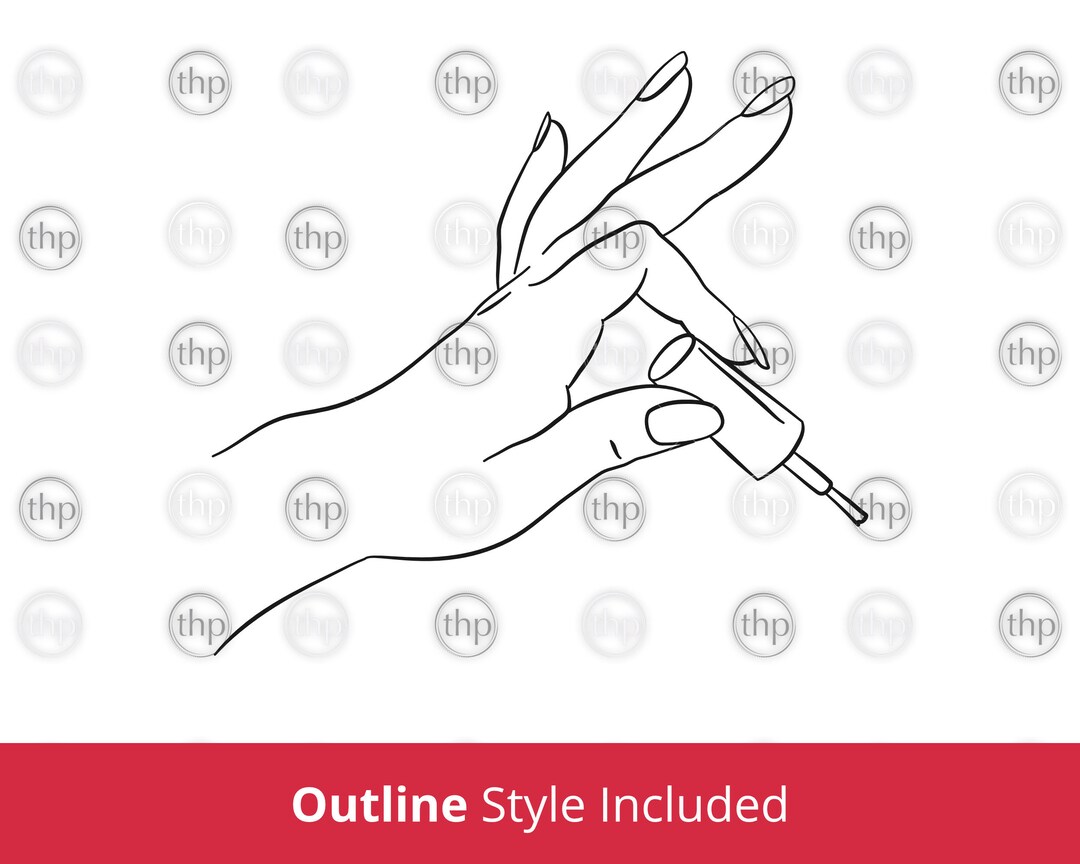 Nail Tech Hand With Polish Brush SVG: Manicure Clipart Cut Files PNG ...