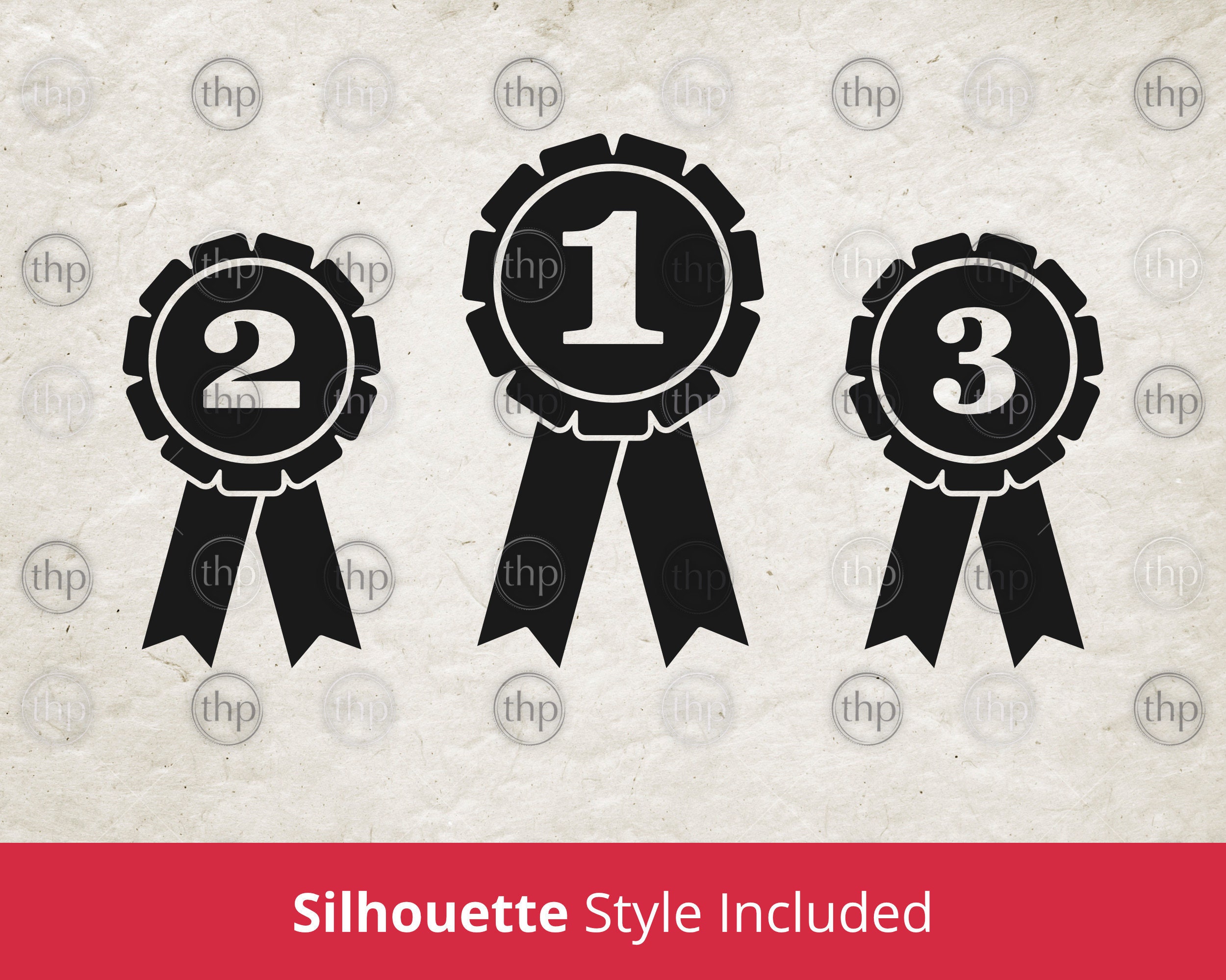Prize Ribbons SVG: First, Second, Third Place Rosettes Cut Files EPS ...