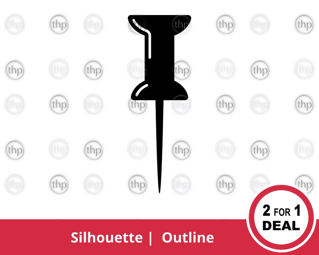 Push Pin SVG - Thumb Tack Svg, Pin Outline Svg, Office Supplies Svg ...