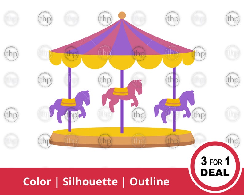 Carousel Amusement Park Ride SVG JPG PNG Merry-go-round | Etsy