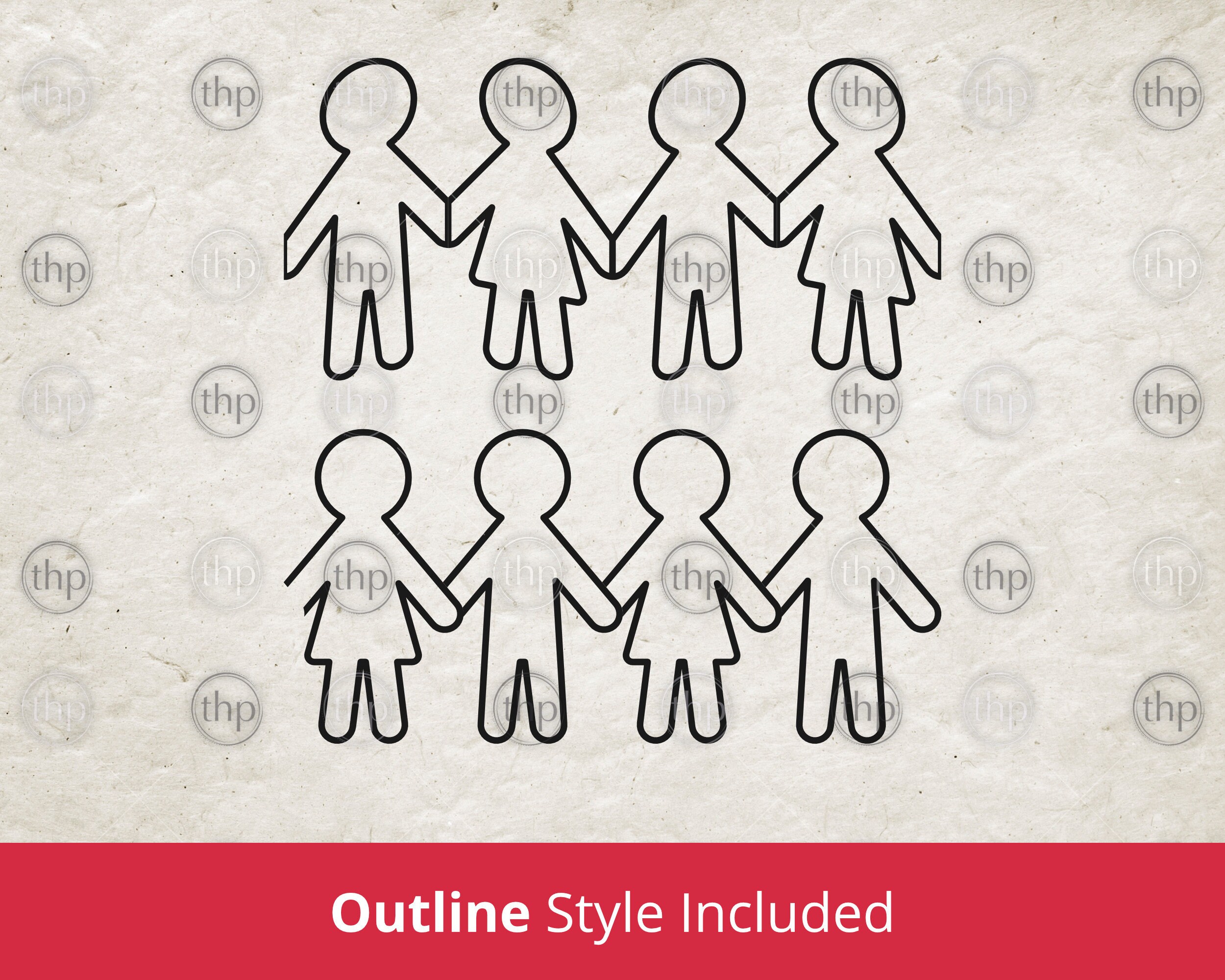 Paper People Chain SVG JPG PNG Community Connected - Etsy UK