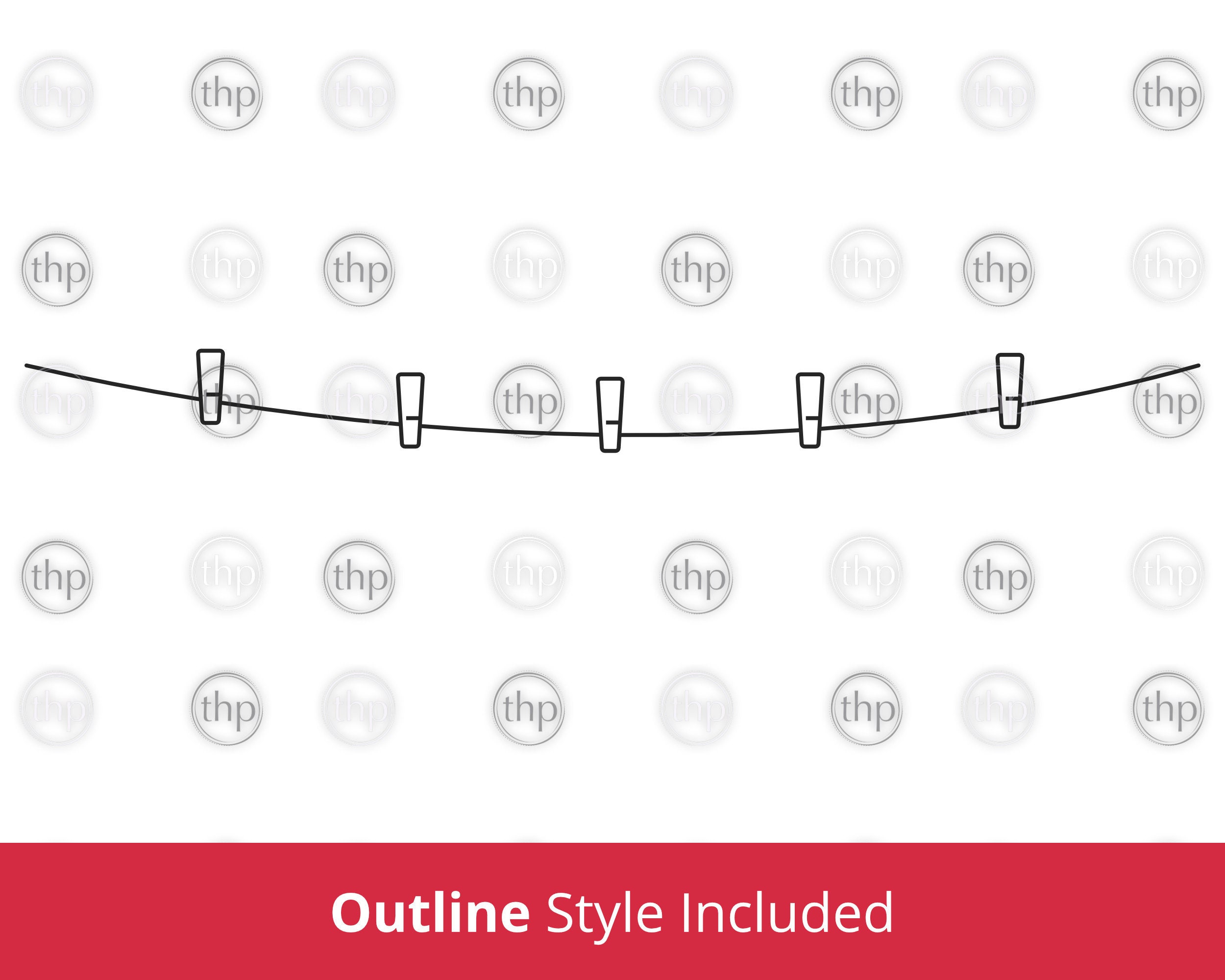 Clothesline With Clothespins SVG: Wooden Laundry Pegs Cut Files EPS PNG ...