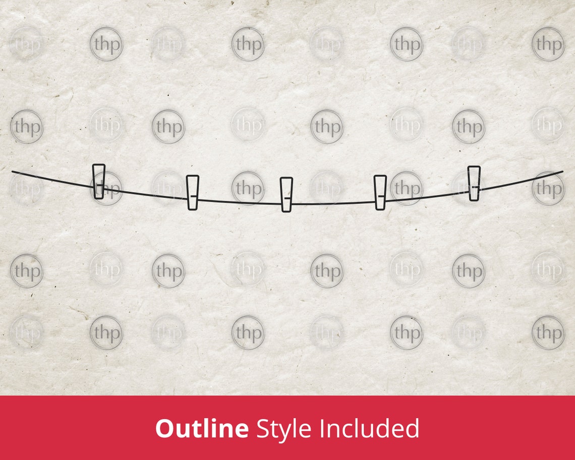 Clothesline With Clothespins SVG: Wooden Laundry Pegs Cut Files EPS PNG ...