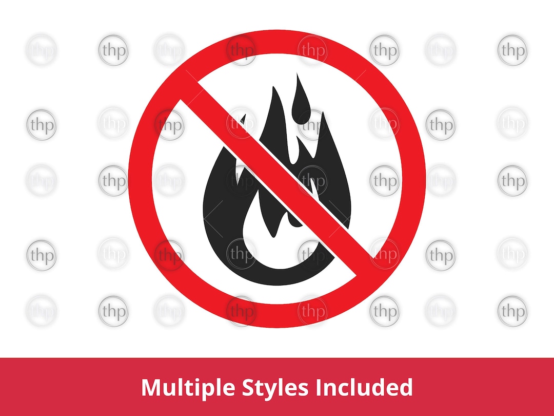 No Fires or Open Flames Sign SVG PNG DXF - No Fires Allowed, Fire Ban ...