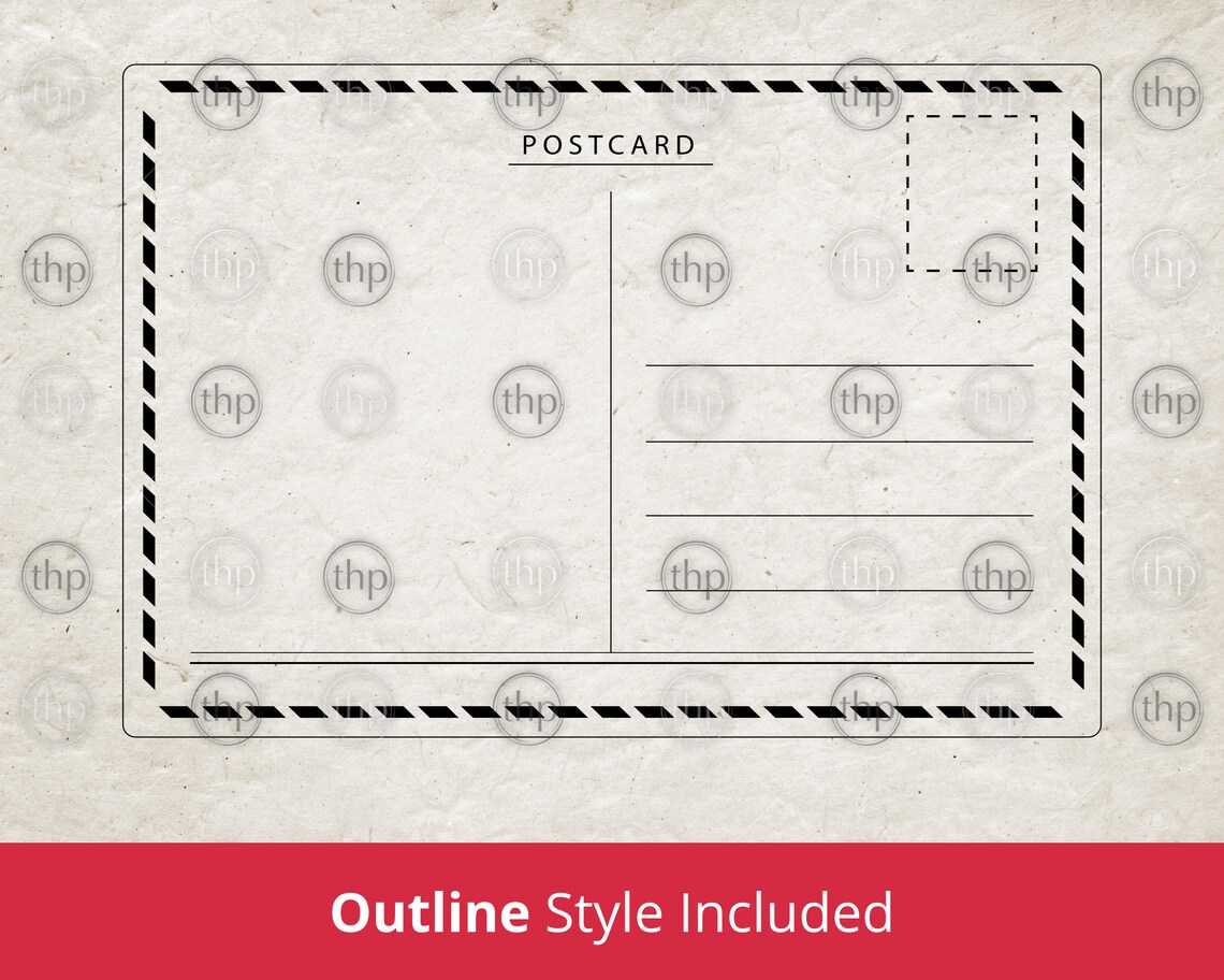 Postcard SVG EPS PNG Post Card Stamp Airmail Blank - Etsy