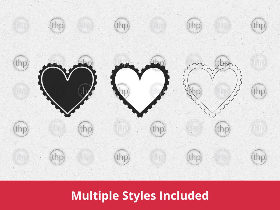 Heart Stamp SVG PNG - Postage Stamp Love Heart Shape, Love Letter ...
