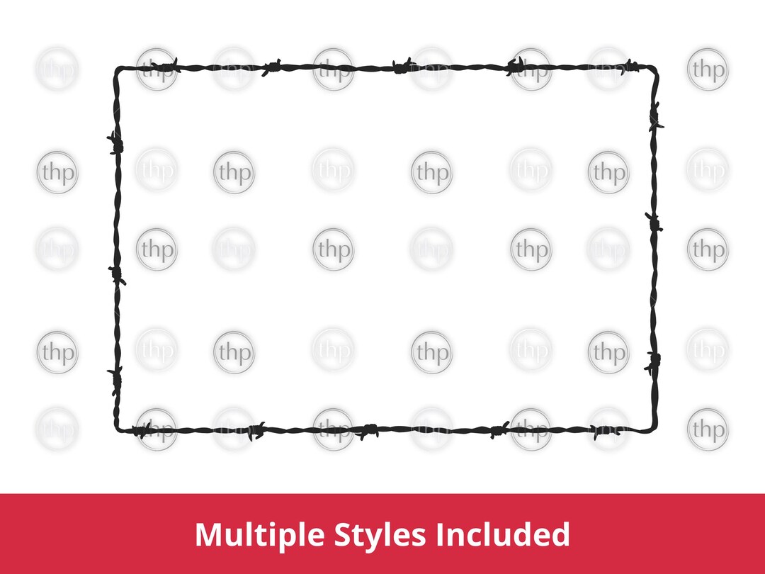 Barbed Wire Picture Frame SVG PNG DXF - Barbwire Border, Rectangle ...