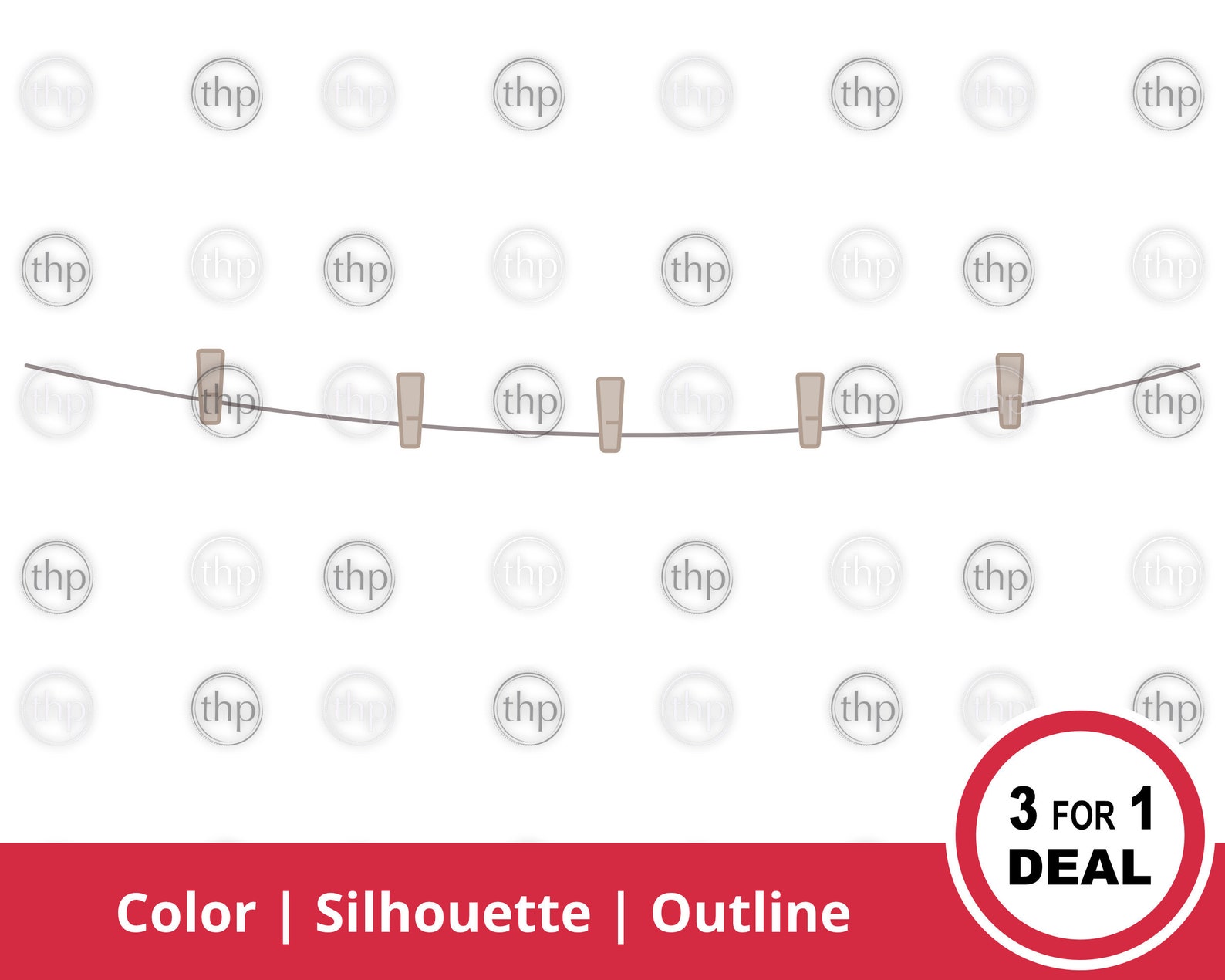 Clothesline With Clothespins SVG: Wooden Laundry Pegs Cut Files EPS PNG ...