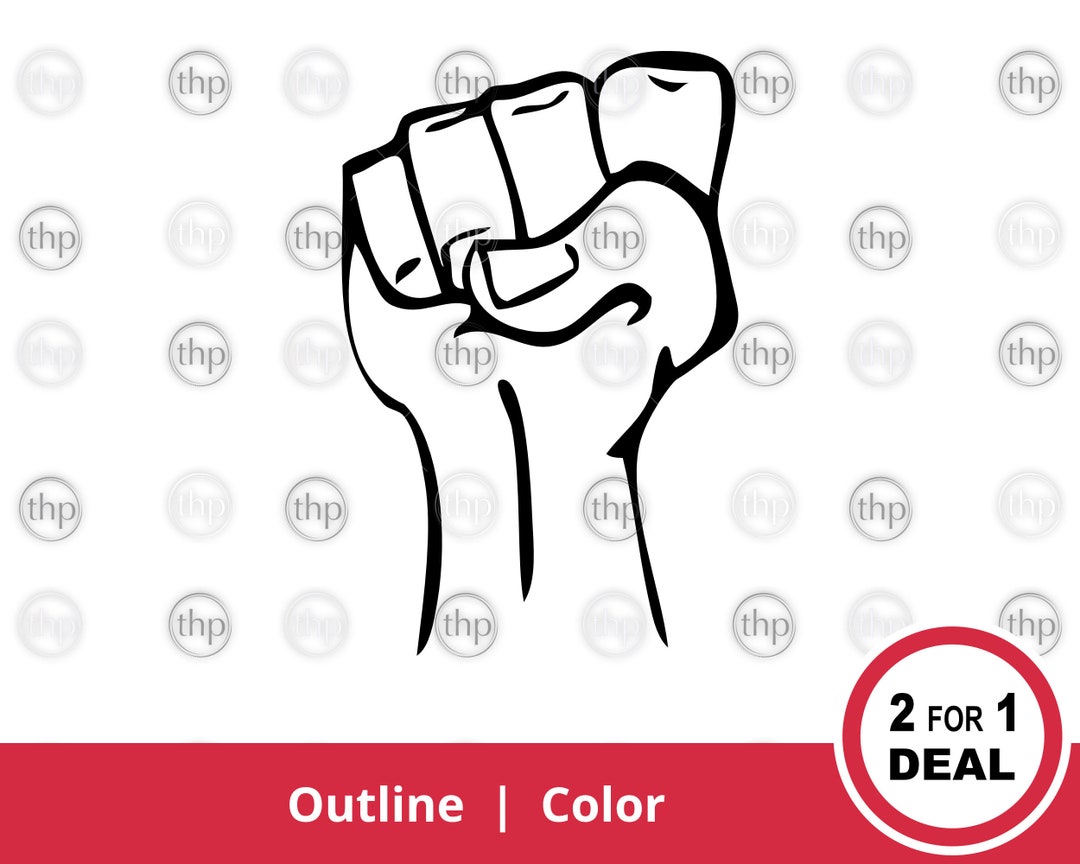 Raised Fist SVG - Fist Svg, Black Fist Outline Svg, Strong Hand Svg ...