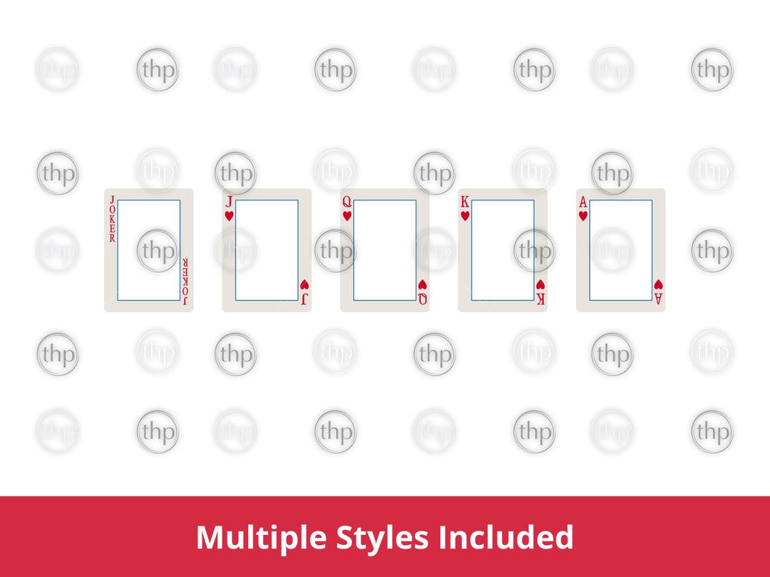 Playing Cards Frames SVG PNG DXF: Hearts Royal Flush Template Cut Files ...